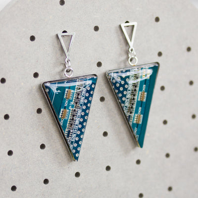 Triangle circuit board earrings - recomputing