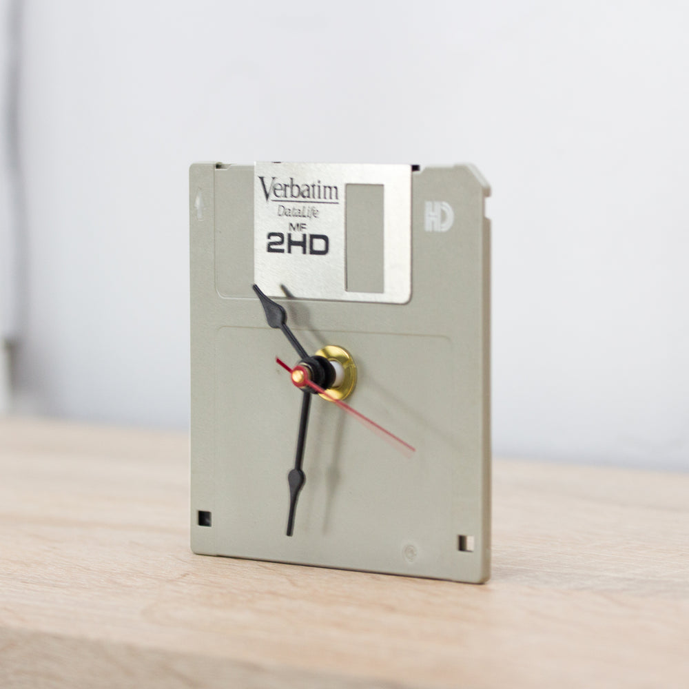 Unique Desk clock - recycled floppy disk clock - recomputing