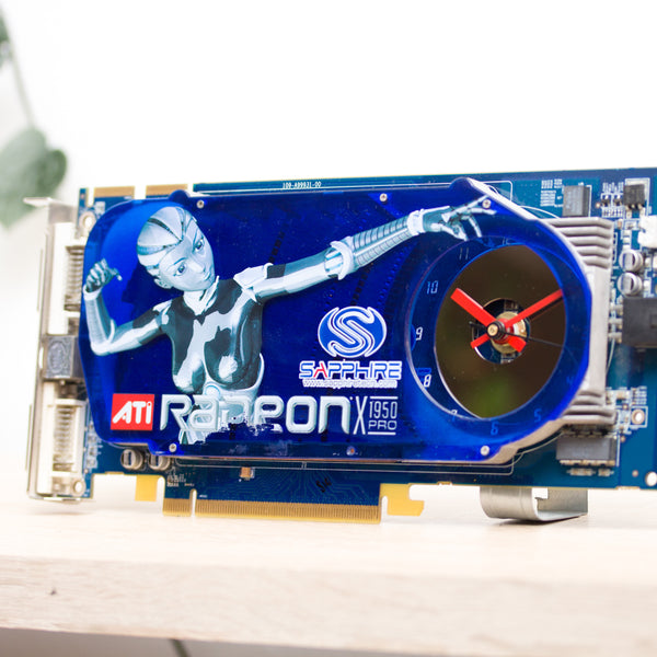 Desk clock - unique office clock, Recycled graphics card - recomputing