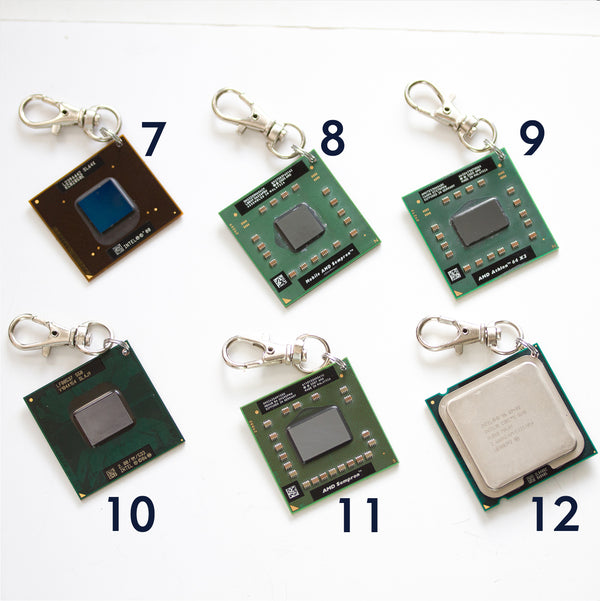 CPU keychain, recycled computer keychain, chipset - recomputing