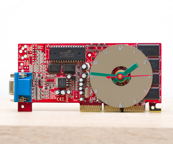 Desk clock - Recycled slim graphics card clock, unique office clock, r ...