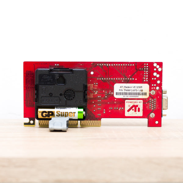 Desk clock - Recycled slim graphics card clock, unique office clock, r ...