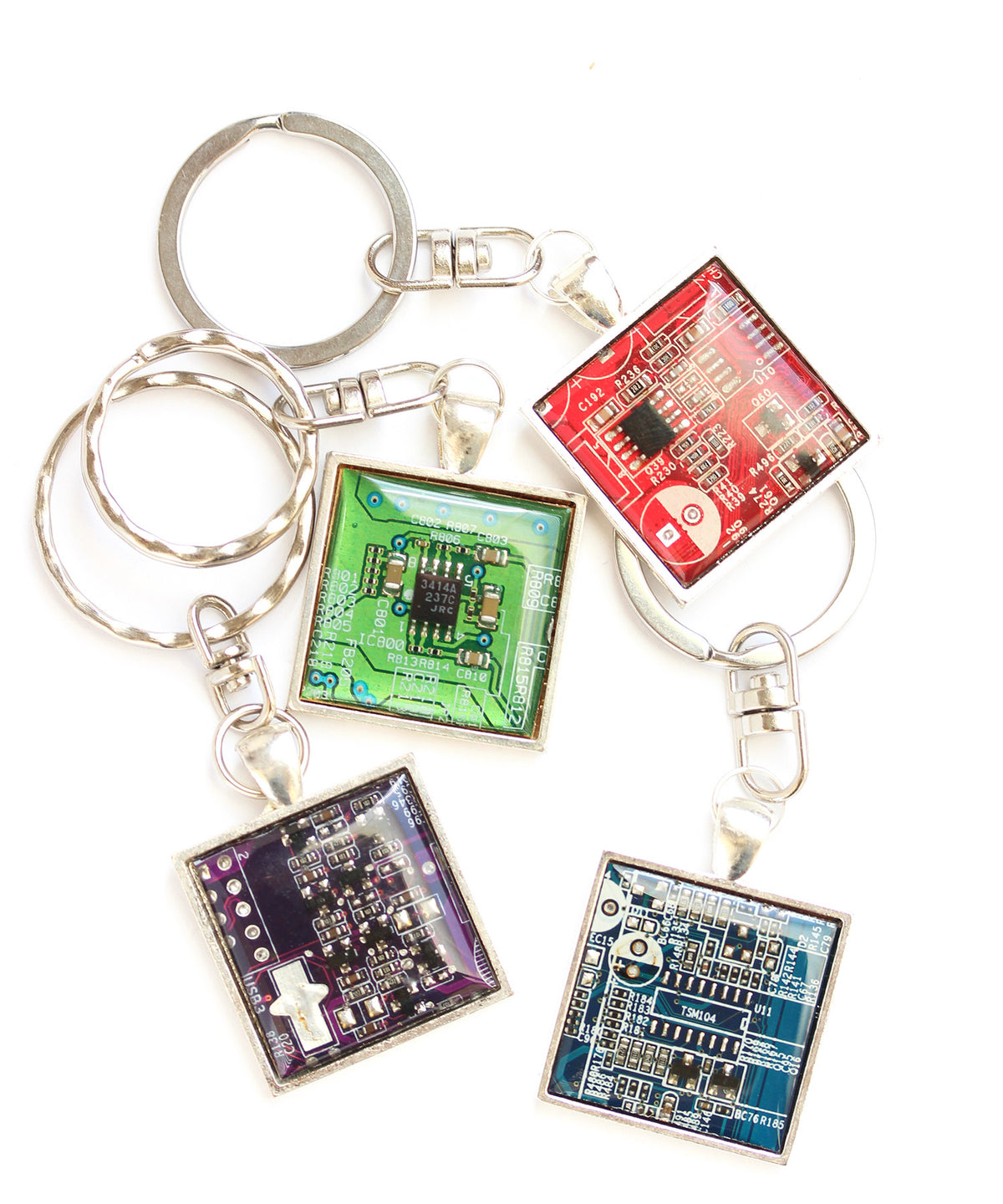 Circuit board keychain, square - recomputing