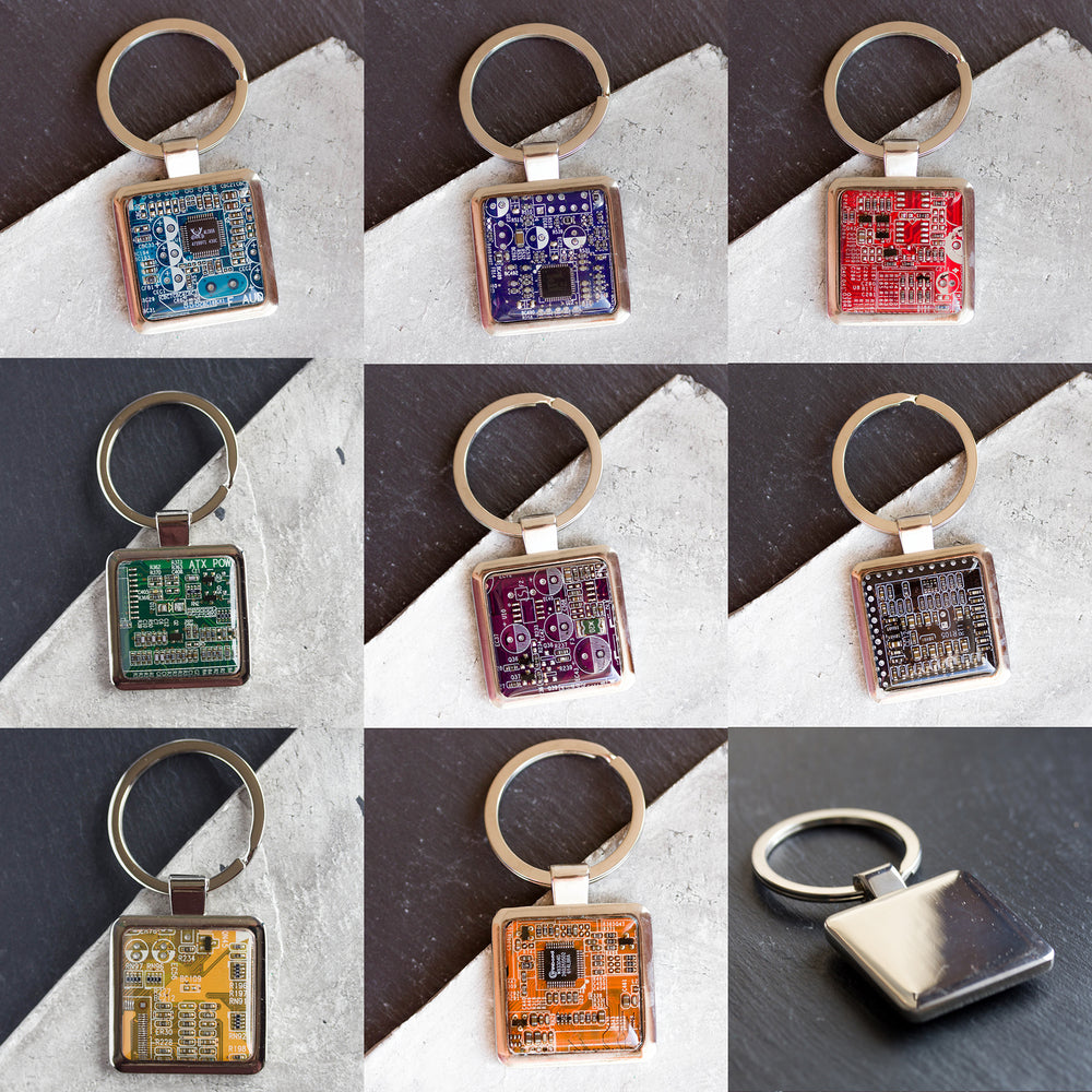 Unique keychain with circuit board piece - recomputing
